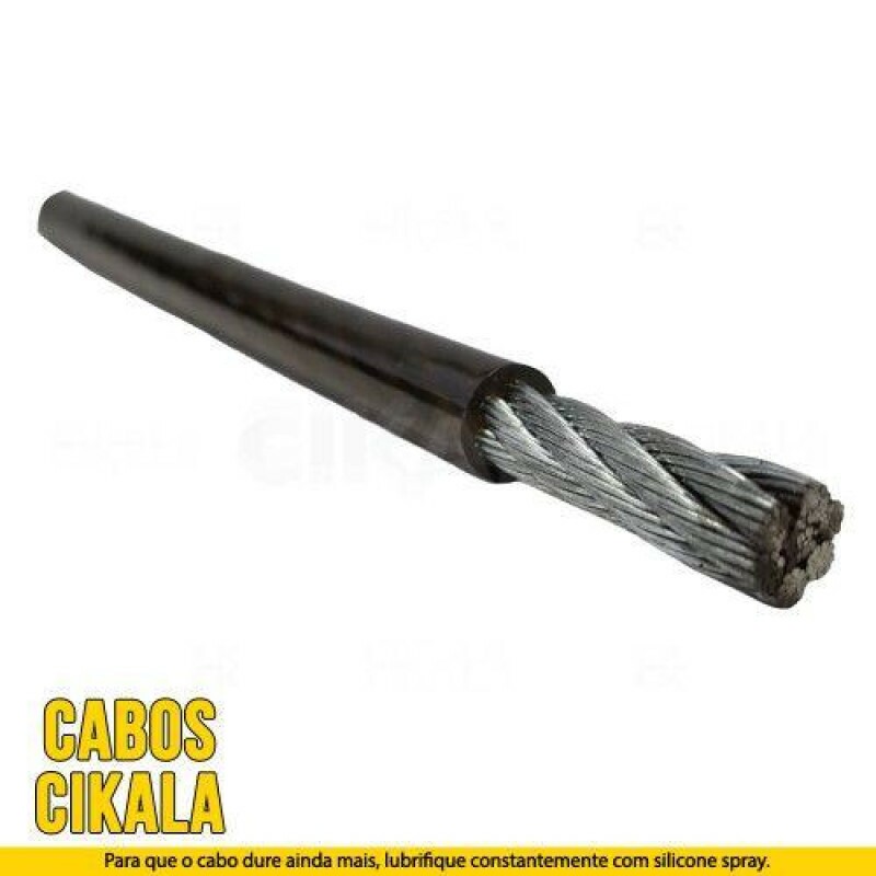 Cabo de Aço Revestido mm X AF Preto para Aparelhos de Academia Super Flexível